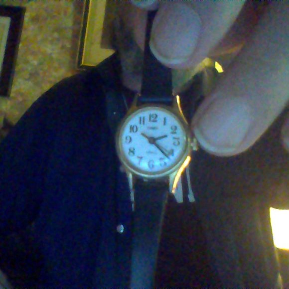 Timex | Accessories | Ladies Timex Watch Gold Bezel White Face Black ...